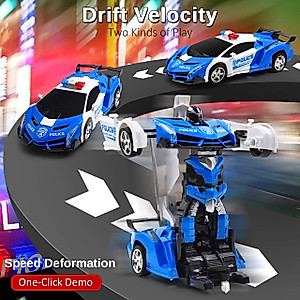 Remote Control Car,Transform Robot RC Car Age 3 4 5 6 7 8-12 Years Old for Kids, Deformation Car Model Toy Gift for Children,One Button Transformation & Realistic Engine Sounds