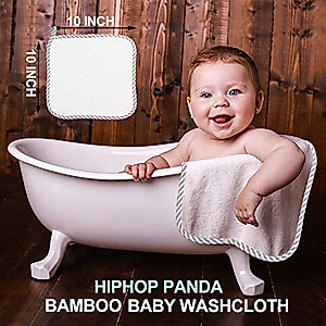 HIPHOP PANDA Bamboo Baby Washcloths, 6 Pack and Baby Hooded Towel, Grey Elephant, 30 x 30 Inch