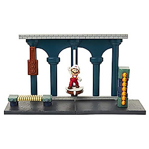 Nintendo Super Mario Lava Castle Deluxe Play Set, Includes: 2.5” Fire Mario Figure & Mechanical Features, Spinning Fireballs Tower, Swinging Pendulum, Bone Lift & Bridge