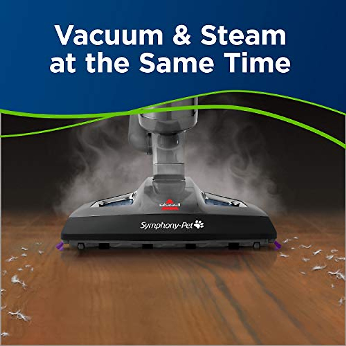 Bissell Symphony Pet Steam Mop and Steam Vacuum Cleaner for Hardwood and Tile Floors, with Microfiber Mop Pads, 1543A,Purple, Sky Blue