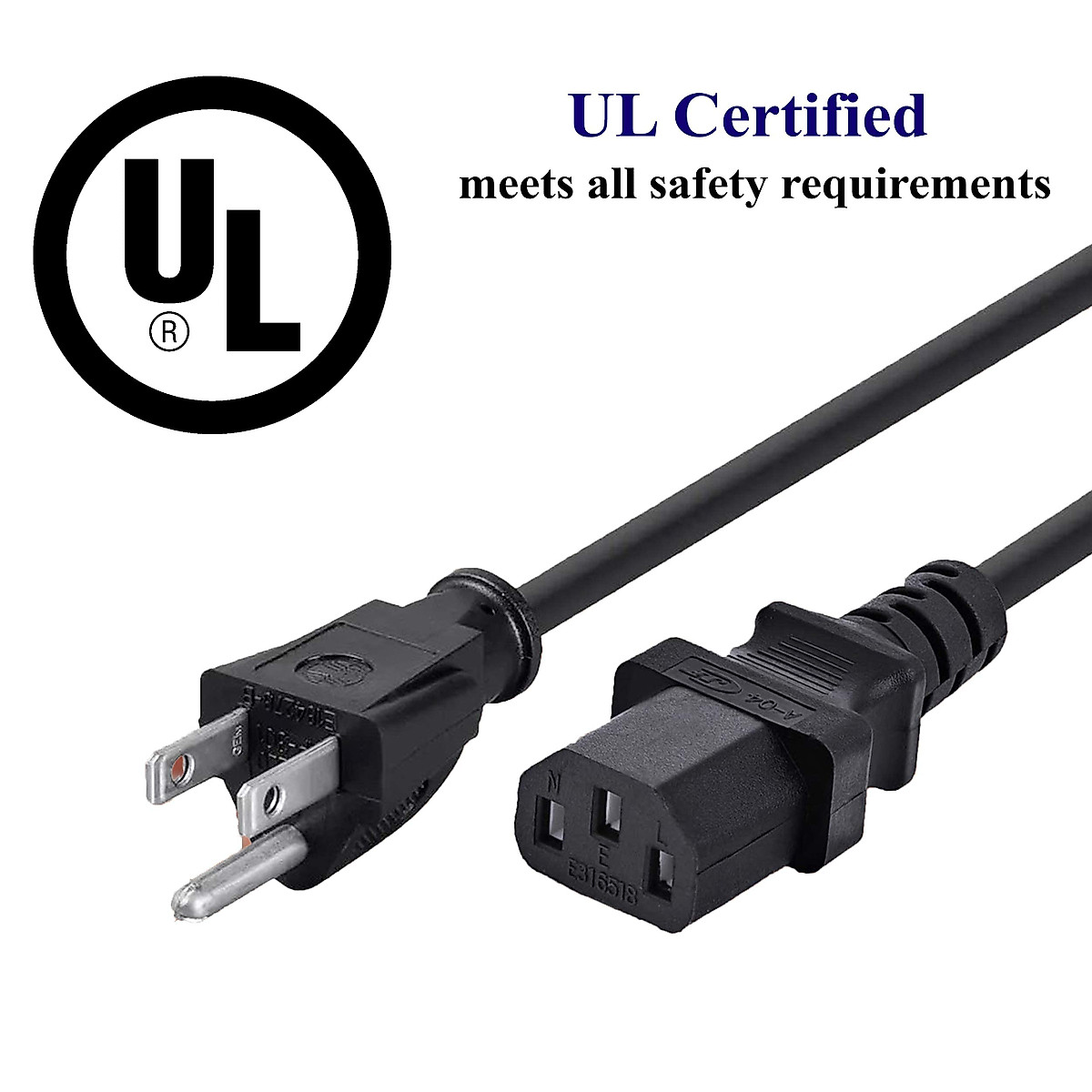 Aurum Cables UL Approved 6 Feet Universal Computer Monitor Power Cord, C13 Power Cable for Monitor, PC, Desktop, Printer, Scanner, 18 AWG NEMA 5-15P to IEC13 (6 Ft - 5 Pack)
