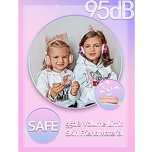 charlxee 𝟐𝟎𝟐𝟑 𝐍𝐞𝐰 Priness Wired Kids Headphones for School/Travel,Clear Mic,Shareport,95dB Volume Control,Nylon Cable,Stereo Sound,Adjustable Over Ear Headsets for Girls -Pink