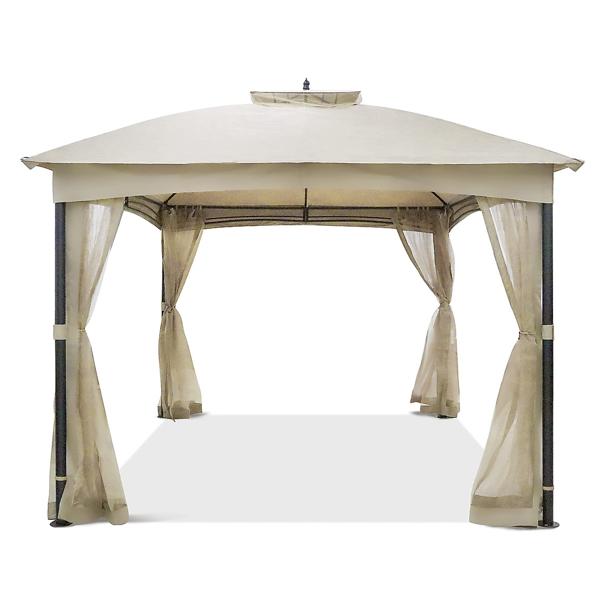 Joyside Outdoor Metal Gazebo, 10"x12" Patio Gazebo Double Vent Canopy Gazebo with Mesh Sidewalls, Gazebo Tent with Metal Frame Easy to Set Up for Patio Lawn and Backyard, Beige Top