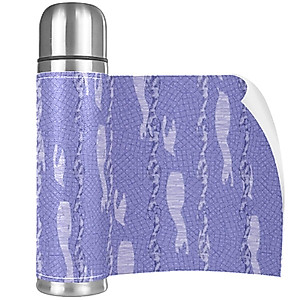 Stainless Steel Leather Vacuum Insulated Mug Abstract Thermos Water Bottle for Hot and Cold Drinks Kids Adults 16 Oz