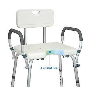 DEZOON Heavy Duty Shower Chair Seat with Back and Padded Armrests Sturdy Shower Seat for Inside Shower Tool-Free Assembly Spa Bathtub Adjustable Height Shower Stools Slip Resistant