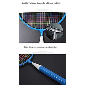 Badminton Racket for Children 1 Pair, Nylon Alloy Durable Badminton Racquet Set for Kids Indoor/Outdoor Sport Game（Including 4 Badminton and 2 Table Tennis） (Blue)
