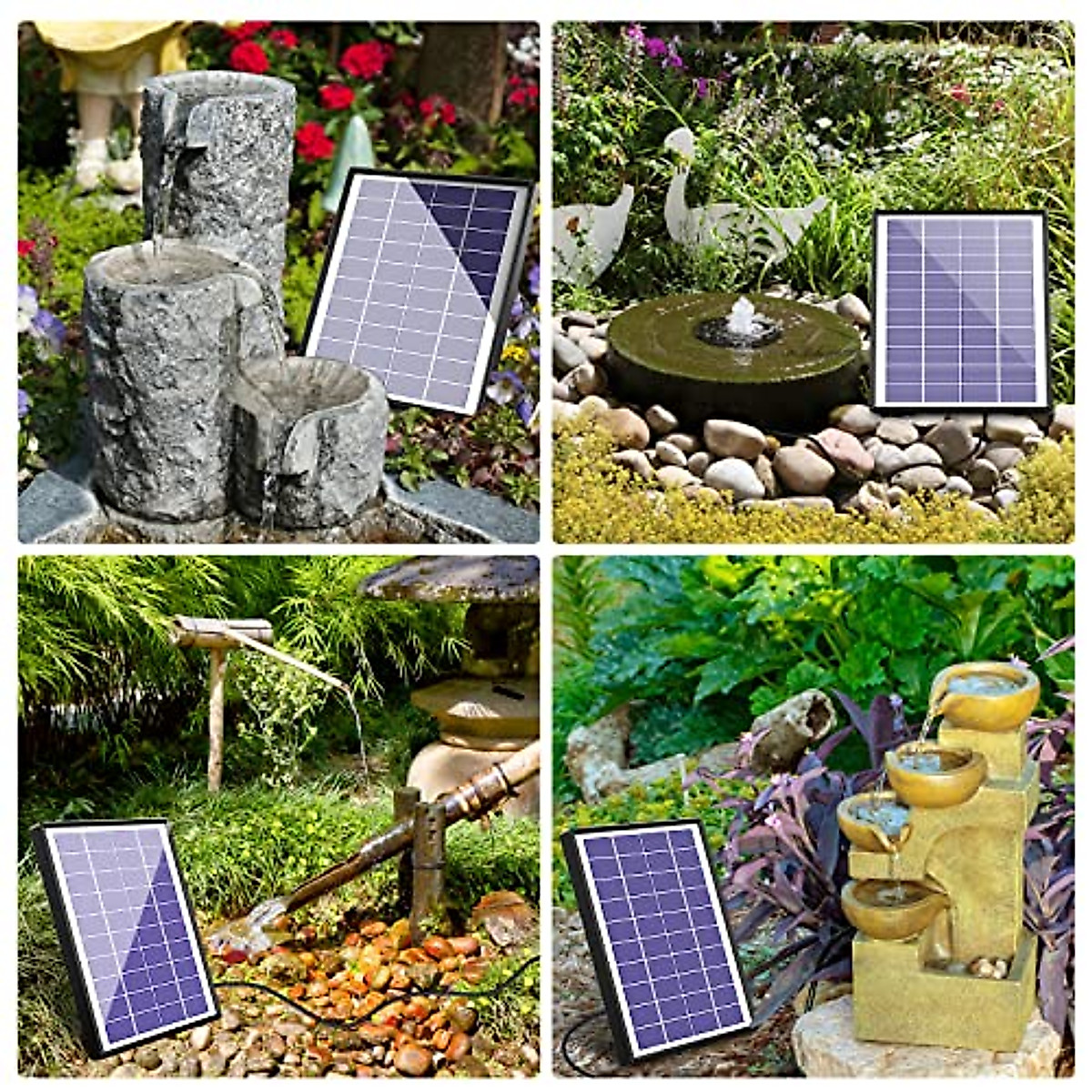 AISITIN 6.5W Solar Fountain Pump Built-in 1500mAh Battery, Solar Bird Bath Fountain with 6 Nozzles, Solar Floating Water Fountain Pump for Bird Bath, Fish Tank, Pond, Garden and Outdoor