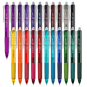 Vanstek 22 Colors Retractable Erasable Gel Pens Clicker, Fine Point(0.7), Make Mistakes Disappear, Premium Comfort Grip for Drawing Writing Planner and Crossword Puzzles