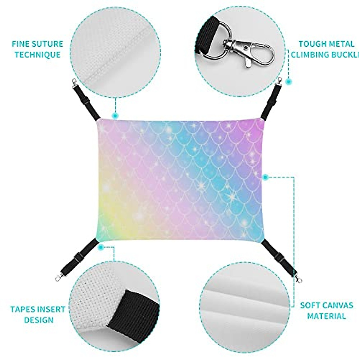 Gradient Star Fish Scales Pet Hammock Bed Guinea Pig Cage Hammock Small Animal Hanging Bed for Ferret, Chinchilla, Puppy and Other Small Animals