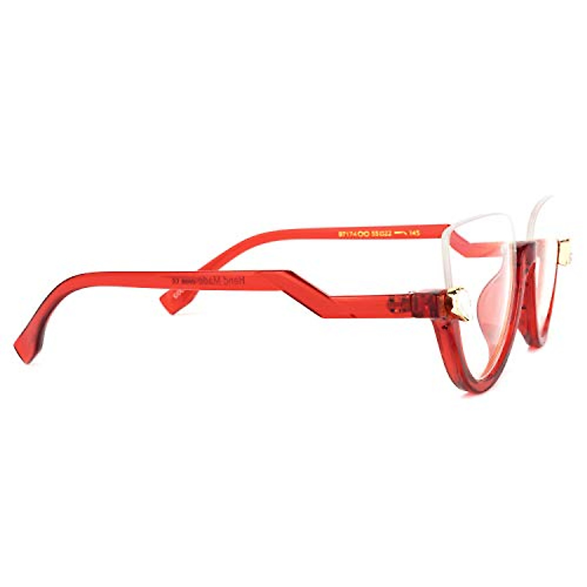 Zeelool Stylish Semi-rimless Cat Eye Glasses Frame for Women with Non-prescription Clear Lens Felicia VHP0189-10 Red