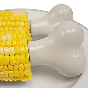 Treasure Gurus Stainless Steel Bone Shaped Handle Corn Cob Holders 2 Prong Novelty BBQ Skewer Fork Picnic Utensil