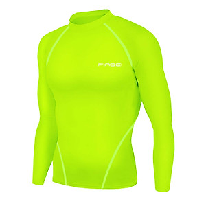 1Bests Men's Sports Running Set Compression Shirt + Pants Skin-Tight Long Sleeves Quick Dry Fitness Tracksuit Gym Yoga Suits (New Green, L)