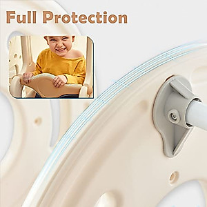 Merax 5-in-1 Kids Slide with Swing, Indoor Baby Slide Swing Set with Basketball Hoop, Climber & Bus Playhouse, Outdoor Slide Playset for Toddlers Age 1+ (Bus Swing & Slide Beige)