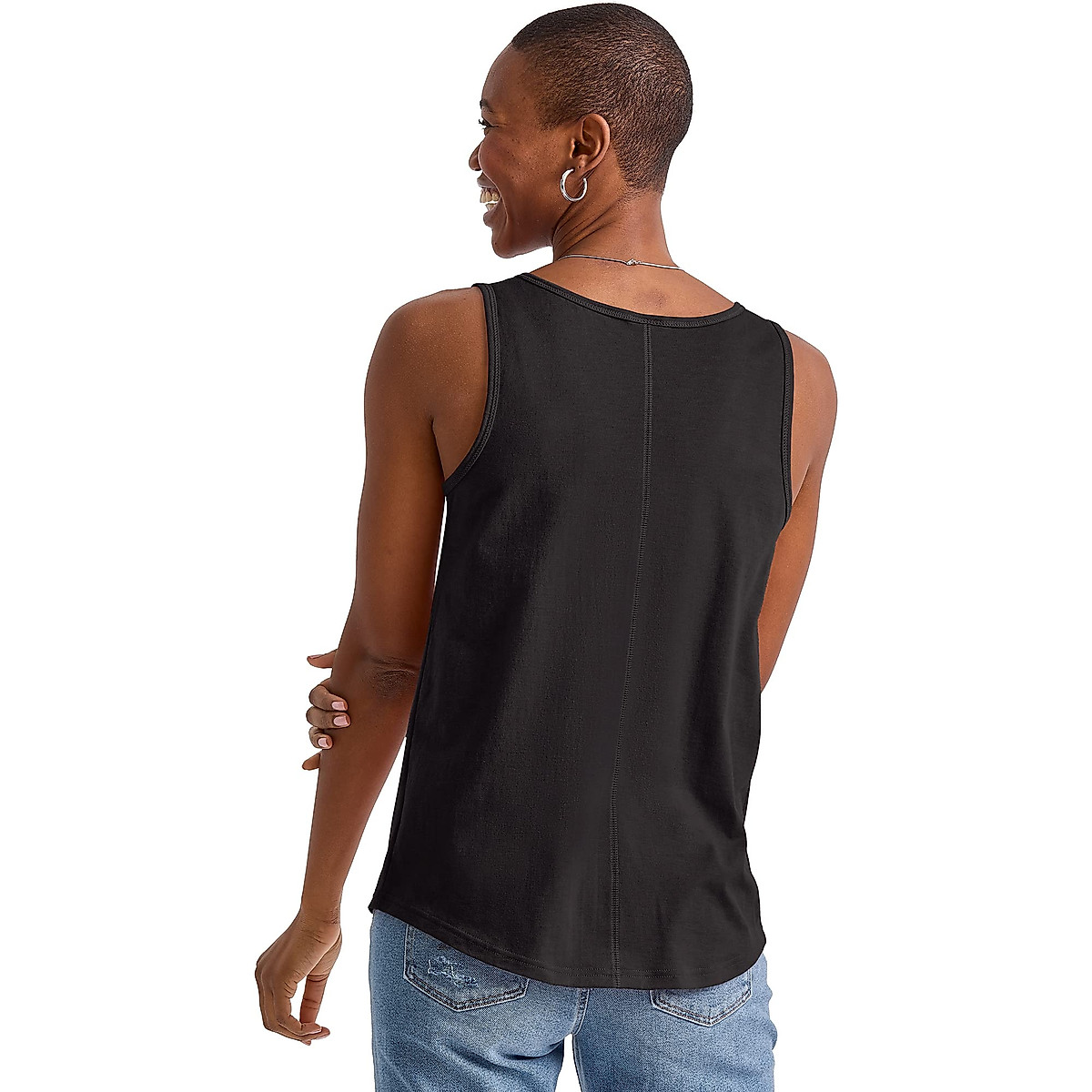 Hanes Originals Top, Cotton Tanks for Women, Relaxed Fit, Sleeveless, Plus, Black, Large