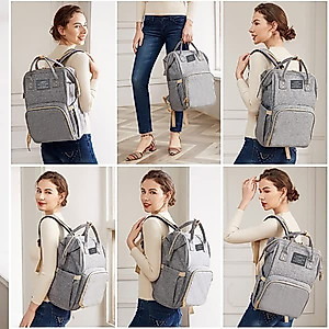 ANWTOTU Diaper Bag with Changing Station,Baby Diaper Bag Backpack,7 in 1 Travel Diaper Bag,Baby Bag Mommy Bag With USB Charging Port (Grey)