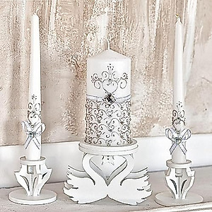 Unity Candles for Wedding Ceremony Set - 3 Pcs 6" Pillar & 2 10" Tapers Candles - Unity Decorative Wedding Candle White Ceremonial Candles - Velas Decorativas para Boda - Wedding Table Centerpiece