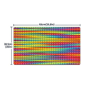 Bath Tub Shower Mat 26.8 x 15 Inch Non-Slip Safety Bathtub Mat with Suction Cups Machine Washable Bathroom Mats with Drain Holes Colorful Striped