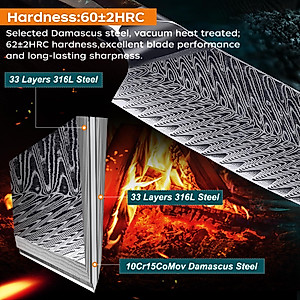 FINDKING Nebula Series Chef Knife with ABS Sheath, Multipurpose Japanese Gyuto Knife, 10Cr15CoMov Damascus Steel Blade, Resin and Figured Sycamore wood Handle, Full Tang, 8 Inch, Blue, for Meat