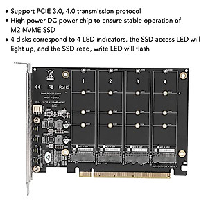 M.2 NVME SSD to PCIE X16 Adapter, DC Power Chip PCIE X16 Expansion Card PCB Material with Screws for Computer