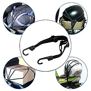 Dogxiong 23.6" Motorcycle Helmet Rope Luggage Elastic Rope, Luggage Helmet Retractable Mesh Elastic Rope Strap with 2 Hooks, Motorcycle Bungee Cord for Helmet Luggage
