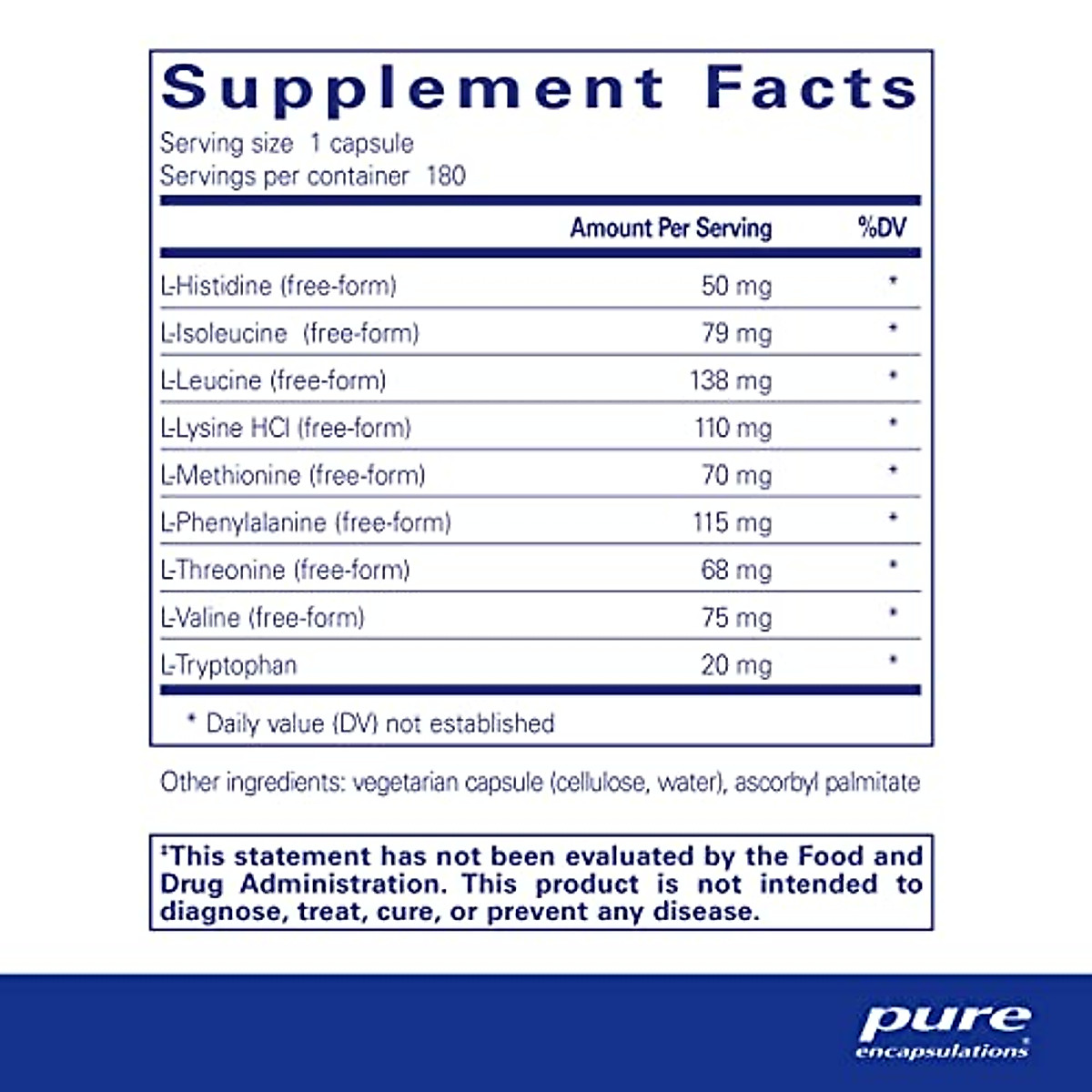 Pure Encapsulations Essential Aminos | Amino Acid Supplement for The Brain and Muscle Recovery* | 180 Capsules