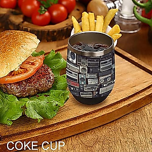 WYUSPGK 304 Stainless Steel Insulated Cup, Vintage Wall of Radio Boombox Print Smooth Rim, Durable & Reusable - Perfect for Office, Home, And Travel