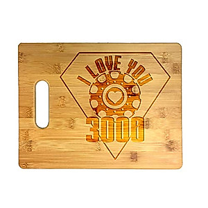 I Love You 3000 Metal Heart Reactor Film Parody Laser Engraved Bamboo Cutting Board - Wedding, Housewarming, Anniversary, Birthday, Father's Day, Gift
