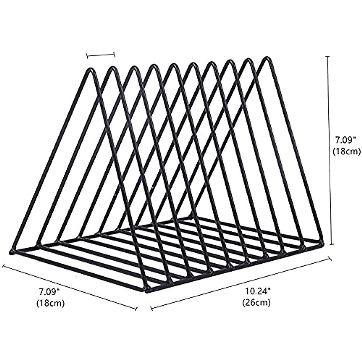 PENNGKE Magazine Holder,Newspapers Holder,Letters Storage,Desktop File Sorter Organizer Triangle Bookshelf Decor Home Office,Black