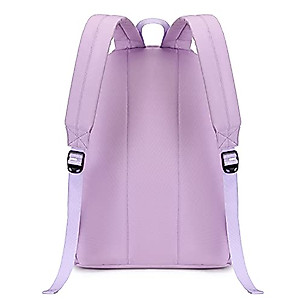 abshoo Lightweight Casual Unisex Backpack for School Solid Color Boobags (Light Purple)