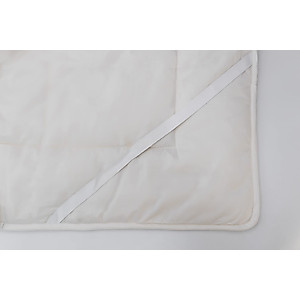 OrganicTextiles Natural Wool Mattress Pad with Cotton Cover, Twin Size, Skin Sensitive, All-Seasons Use, Helps Wick Away Moisture, Machine Washable