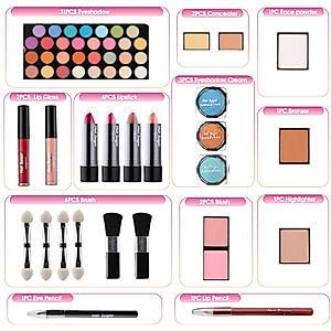 Hot Sugar Girls Makeup Kit for Birthday Gift, All in One Beginner Makeup Kit for Women Full Kit, Christmas Makeup Set for Teens 10 12 13 16 Includes Real Cosmetics and Makeup Tools (PINK)