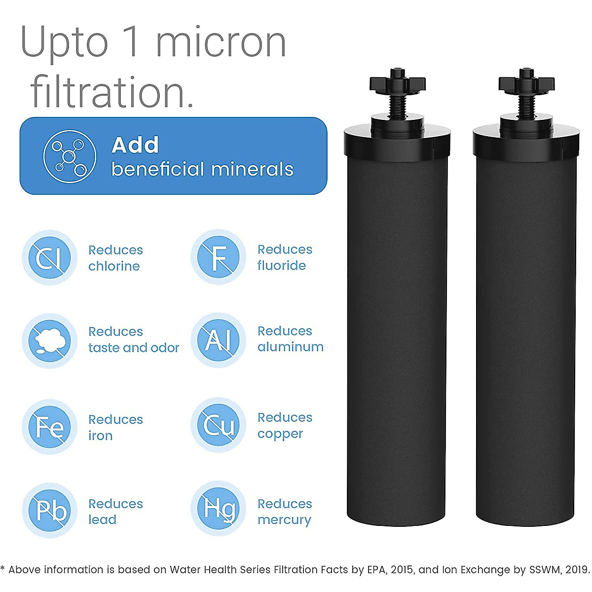 DEW FILTERS UK | BB9-2 Black Water Filter Purification Compatible Elements | PLUS PRIMER BUTTON | Traveler, Nomad, King, Big Series & Doulton Super Sterasyl | Gravity Purifier Filters