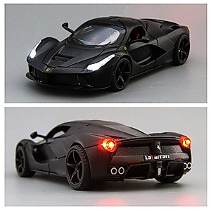 BDTCTK Compatible for 1:22 Ferrari RAFA Toy Model Car, Zinc Alloy Pull Back Car with Sound and Light and Body Door Opened, Toy Car for Kids Boy Girl Gift Black