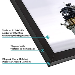 Bemaystar Diamond Art Painting Frames Display Pictures 10x14in/25x35cm Without Mat, Frames for Diamond Art 30x40cm, Black Frame with Lighthouse Photos and Glass