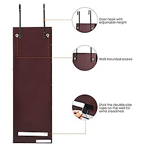 Giantex Wall/Door Mounted Jewelry Armoire Organizer with 2 LED Lights, Lockable Height Adjustable Jewelry Cabinet with Full Length Mirror, Large Capacity Dressing Makeup Jewelry Mirror Storage (Brown)