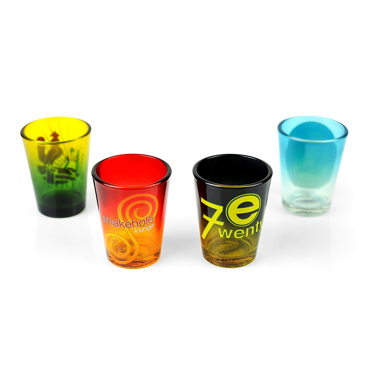 Surreal Entertainment Parks and Recreation Location Logos 4 Piece Shot Glass Set