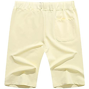 Janmid Men's Casual Classic Fit Cotton Elastic Jogger Gym Shorts Beige XL