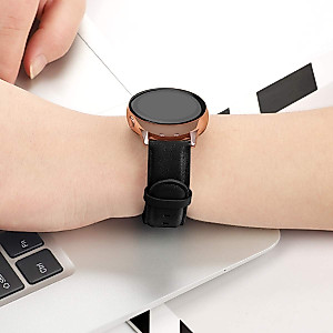 Compatible for Popglory Smartwatch Band, Youkei Genuine Leather Replacement Strap Watchband Compatible for Popglory P22 / Donerton Smartwatch / FirYawee Smartwatch / Virmee VT3 / itouch air 3 40mm (Black)