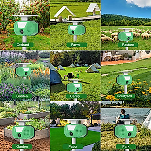 2024 Solar Ultrasonic Animal Repeller, Cat Repellent Outdoor, Dog, Squirrel, Raccoon, Skunk, Rabbit, Fox, Deer, Bird etc.Motion Detection, LED Flashing Light 027