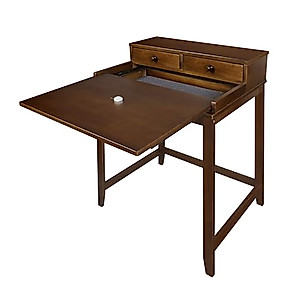 Solid Wood Home Office Computer Desk with Drawers, Pull-Out Tray, and Concealed Compartment