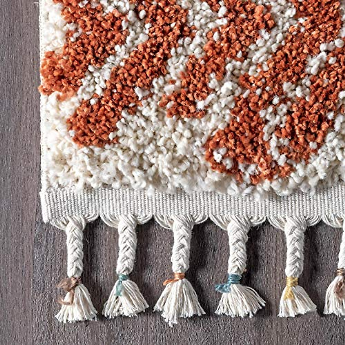 nuLOOM Zuri Shaggy Banded Tribal Area Rug, 5' 3" x 7' 3", Rust