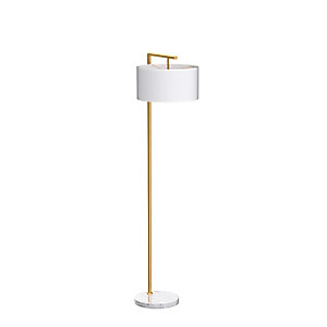Archiology Floor Lamp - Gold Floor Lamp with Marble Base & White Linen Drum Shade ,Modern Floor Lamps for Living Room,Bedrooms, Study Room and Office (62.2’’)