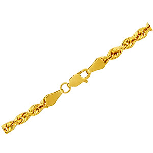 Polished 10k Yellow Gold Ultra Light Rope Chain Necklace, 2mm (16")