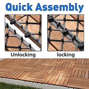 Pack of 9 Pieces, Premium Wood(Not Softwood Fir/Pine) Interlocking Deck Tile, Patio Pavers Floor, Flooring Tiles, Decor, D.I.Y Tile, Decking, Wholesales, 8.72 Square Feet, Brown (Sale Off in 3 Days)