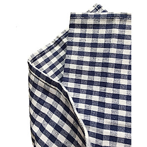Navy & White Checkered Kitchen Tea Towel, iToolai 100% Woven Cotton Washable Dish Cloth Set of 4