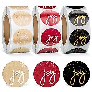 Chinco 1500 Pieces Joy Christmas Stickers for Envelopes Seals Decorative Christmas Joy Card Stickers Decals Labels for Xmas Party Favors Supplies Decoration, 1 Inch