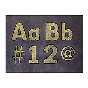 Carson Dellosa 4 In. Gold Glitter Bulletin Board Letters for Classroom, Alphabet Letters, Numbers, Punctuation & Symbol Cutouts, Gold Glitter Letters for Bulletin Board (219 pcs.)