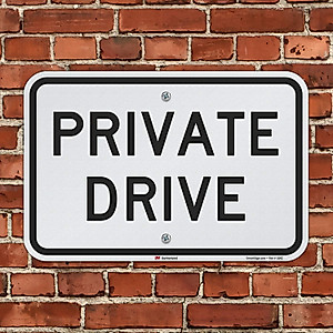 SmartSign - K-4471-EG-12x18 -K-4471-EG Private Drive Sign By | 12" x 18" 3M Engineer Grade Reflective Aluminum Black on White