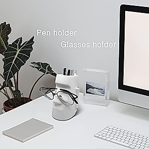 Fuxless Pen Holder for Desk, Pencil Holder with Glasses Holder, Makeup Brush Holder, Simple Modern Style for Desk Decor Thanksgiving Christmas Office Gift