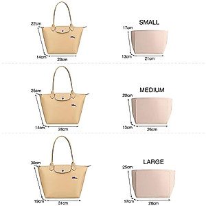 SMART DK Purse Organizer Insert for Longchamp Le Pliage Handbag Insert (beige, L/11 * 6.69 * 9.84in)